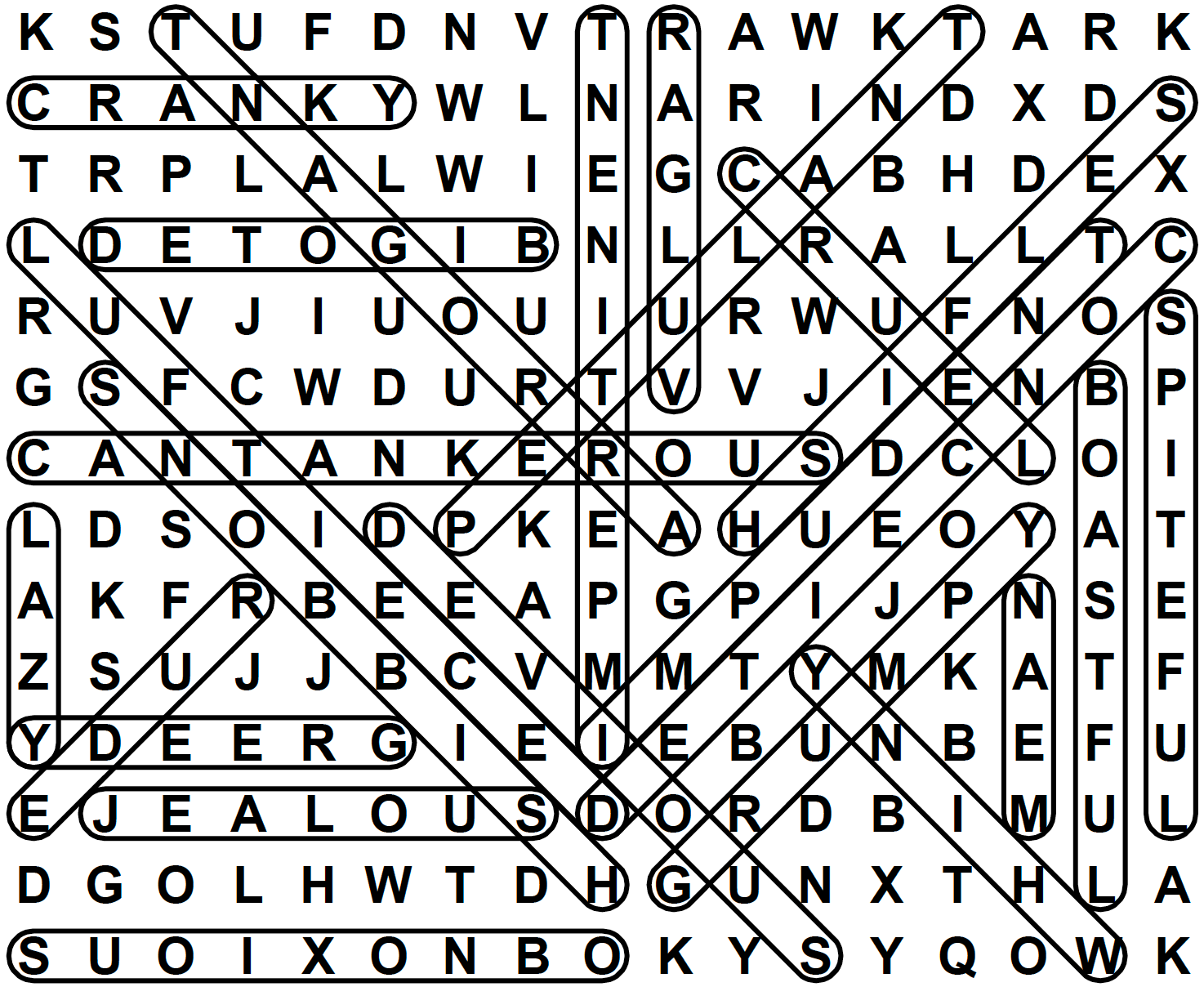 Personality Traits Bad solution Large Print Word Search Puzzle